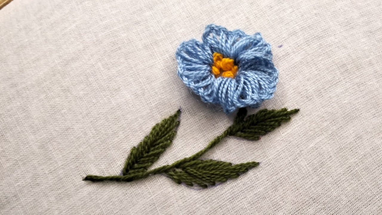 Hand Embroidery Flower Tutorial. cute design. beautiful flower tutorial ...