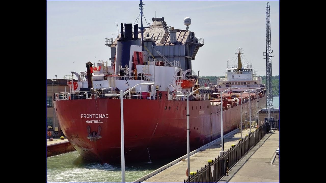 Ships FRONTENAC & FAIRCHEM FRIESAN meet below Lock 3, Welland Canal ...