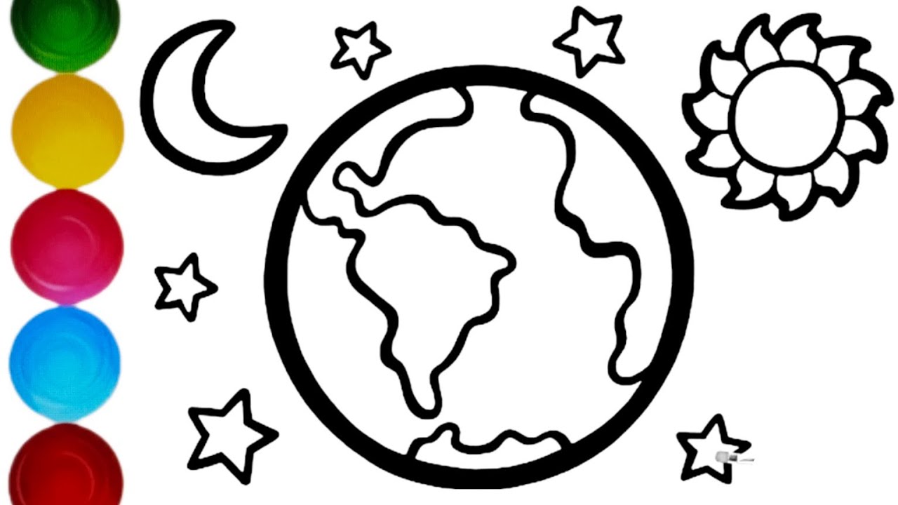 Earth, Sun, Moon Drawing,Painting and Coloring for Kids & Toddlers|How ...