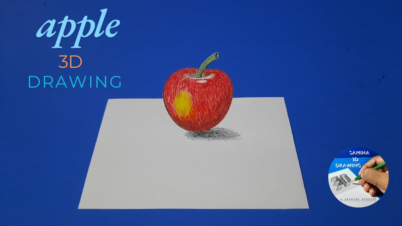 How to Draw 3D Apple | Easy 3D Trick Art on Paper | Samiha 3D Drawing ...