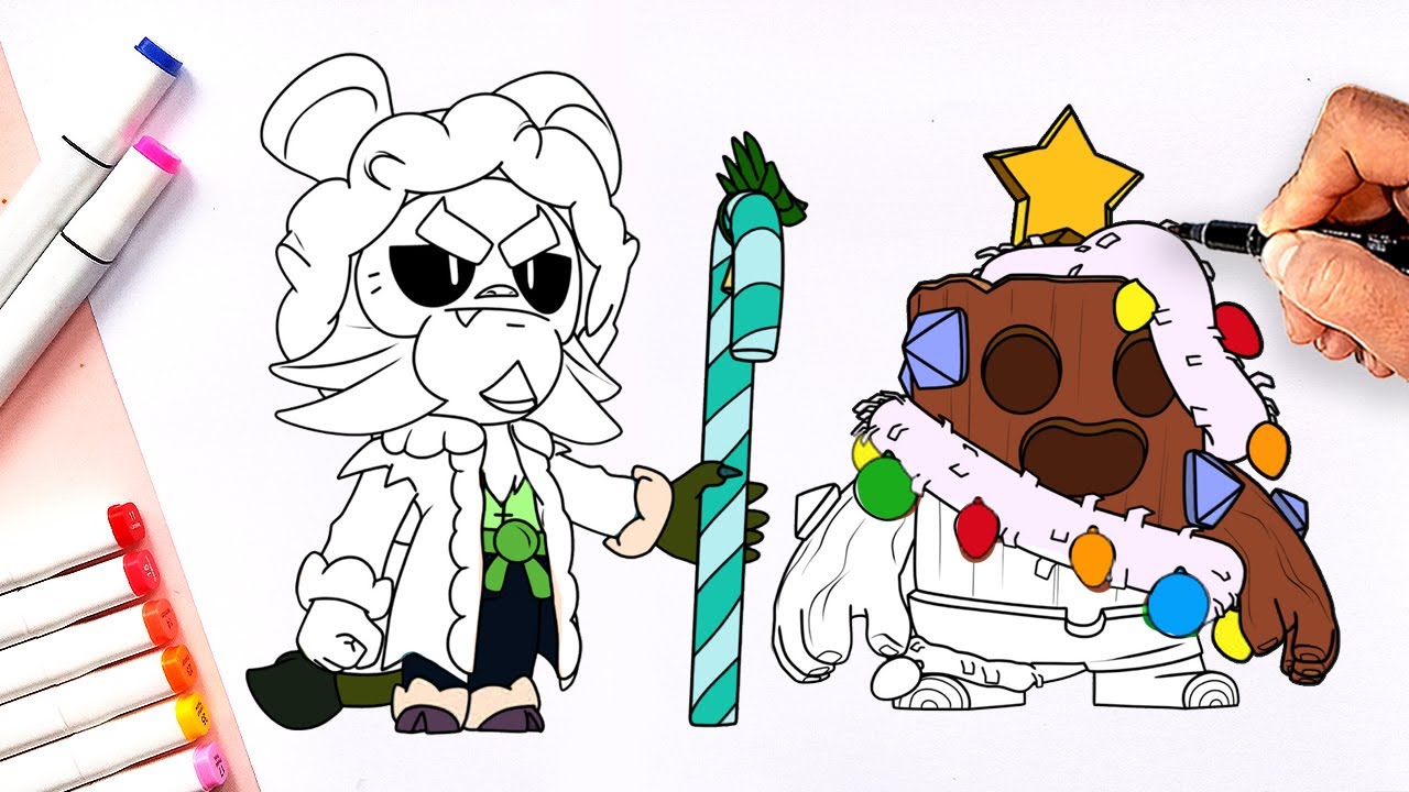 Drawing New Christmas Skin Mutter Mico and Logmas Spike | Brawl Stars ...