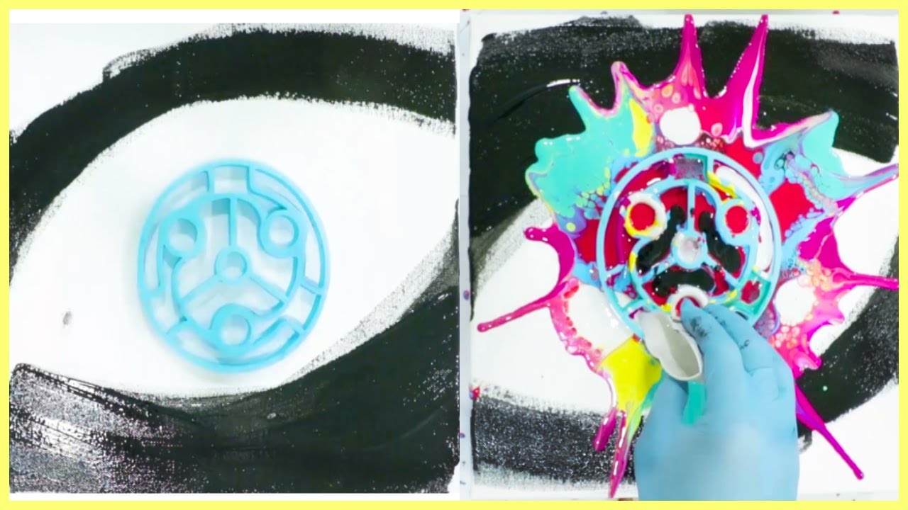 Relaxing Acrylic pouring on Mandala (Naruto Sasuke Sharingan) / Mixed ...