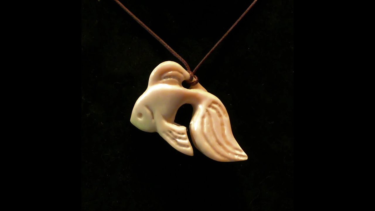 fish pendant bone carving - YouTube