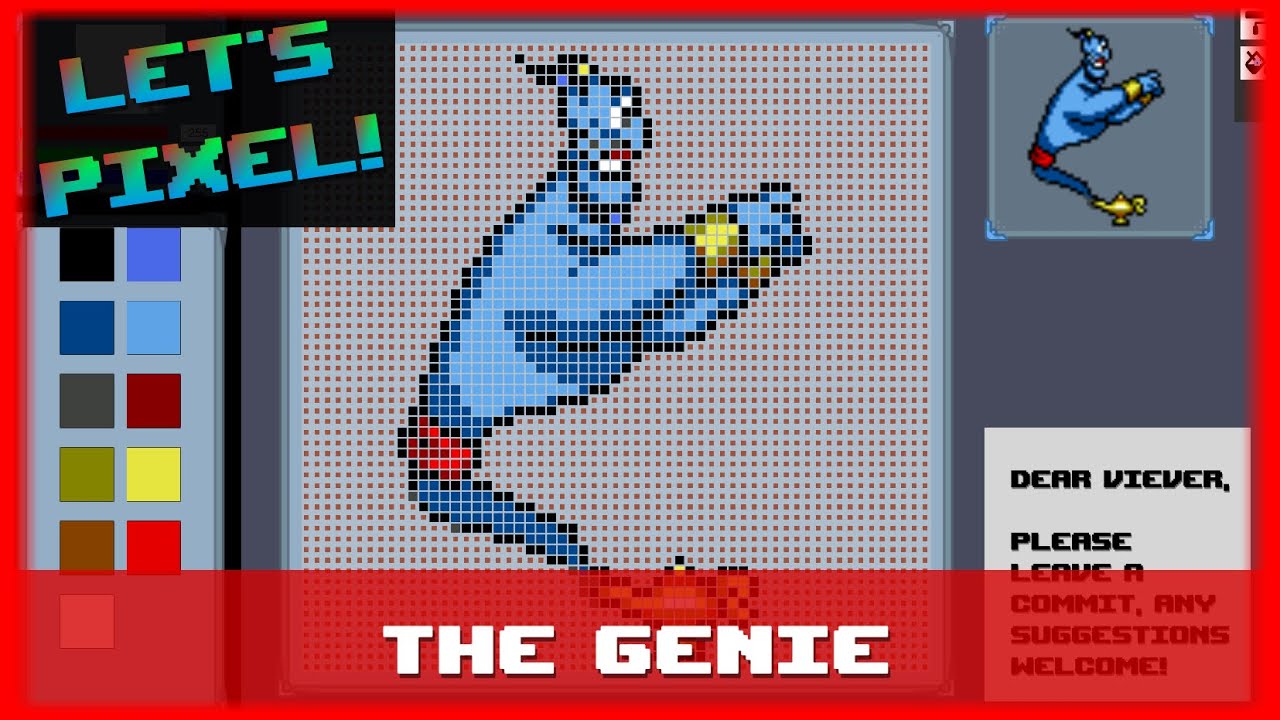 Let's draw pixel art, Aladdin's Genie - YouTube