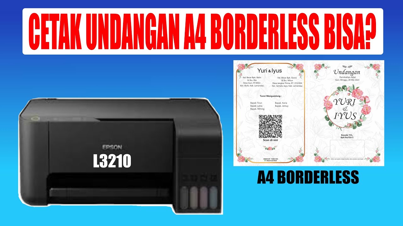 Cara cetak undangan borderless a4, di printer epson l3210, @omdea - YouTube