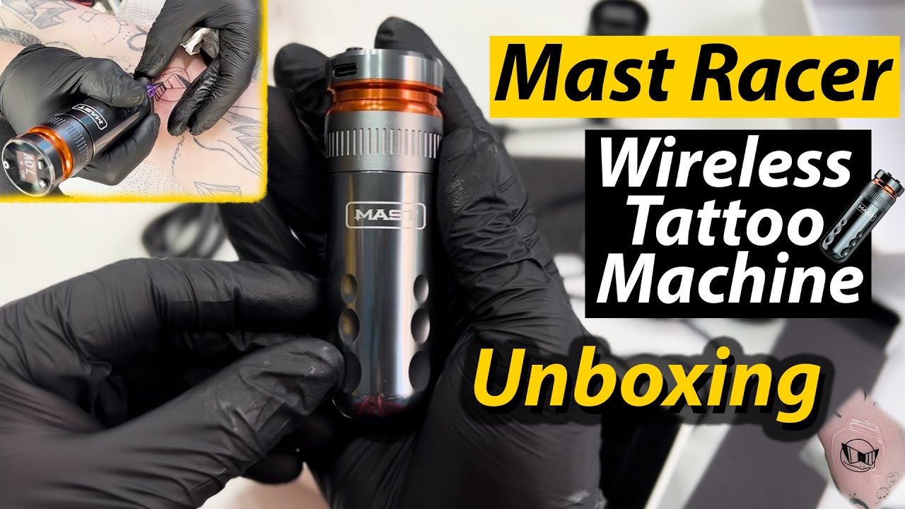 Wireless Tattoo Machine Unboxing, Review, Tattooing | Mast Racer - YouTube