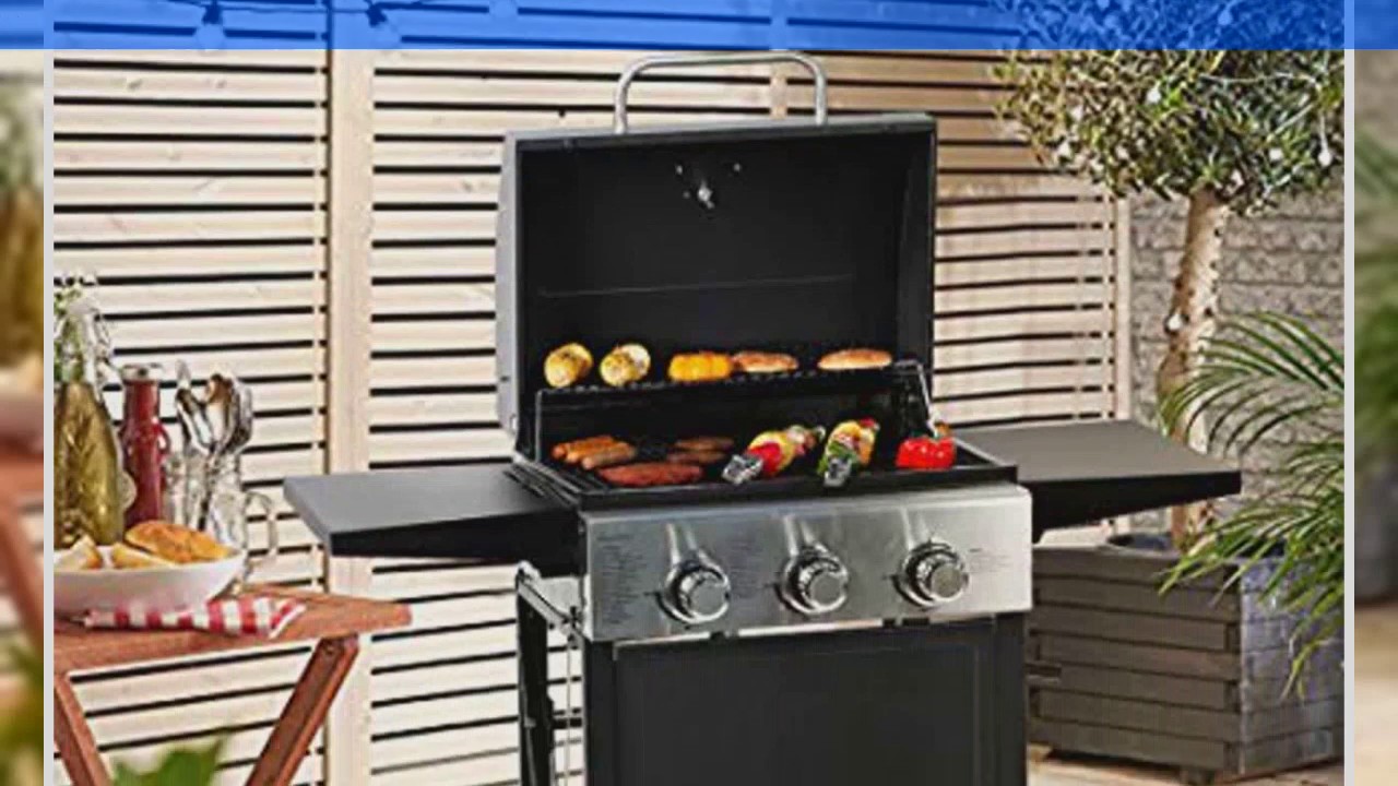 MASTER COOK 3 Burner BBQ Propane Gas Grill, Stainless Steel 30,000 BTU ...