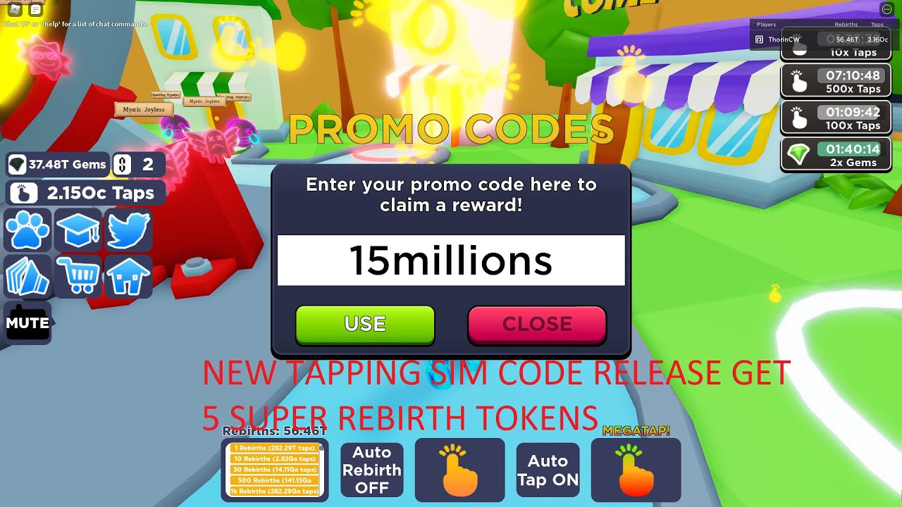 Tapping sim New visit update Code get 5x super rebirth tokens - YouTube