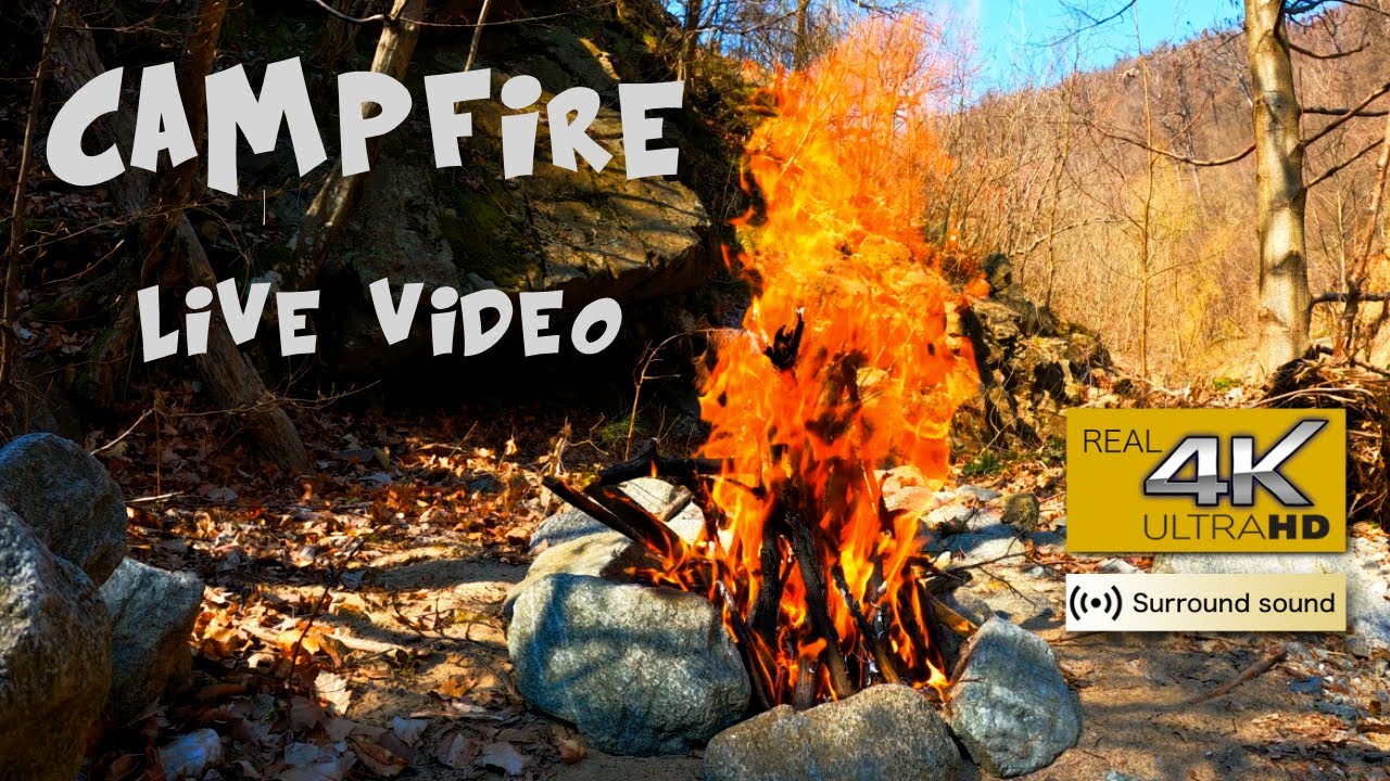 Campfire Realtime No Loop 4K(3 Hrs), Crackling Fire Surround Sound ...