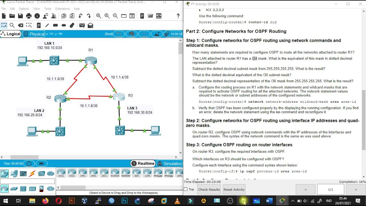 Pembahasan LAB 2.2.13 Point-to-Point Single-Area OSPFv2 Configuration- ENSA-AIJ Kelas XII. - YouTube