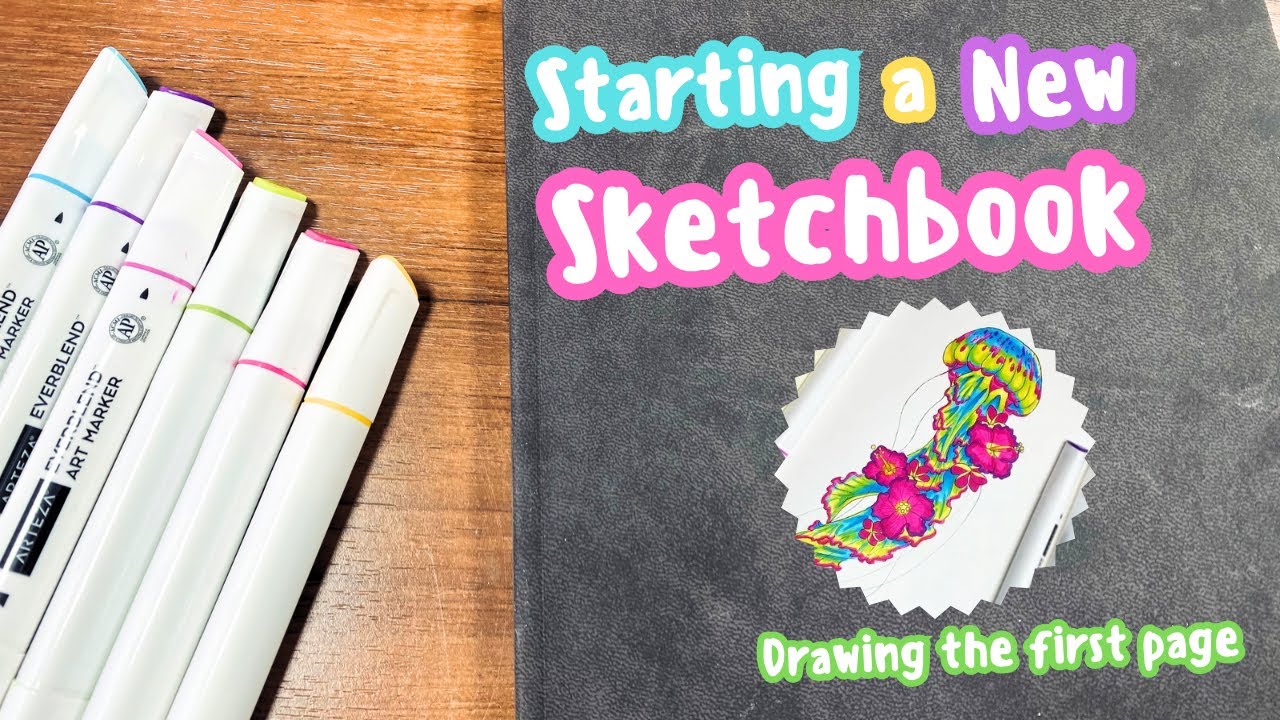 Starting a New Sketchbook ~ Drawing a Jellyfish with Markers - YouTube
