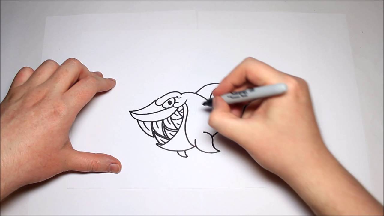 HOW TO DRAW A SCARY EVIL SHARK - YouTube