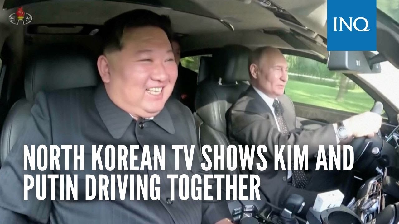 North Korean TV shows Kim and Putin driving together - YouTube