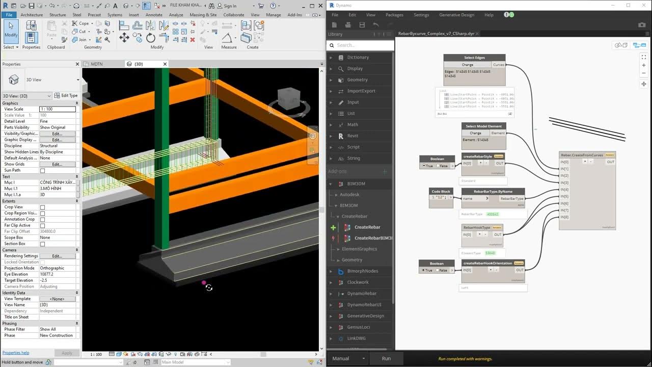 Demo Rebar.CreateFromCurves | Python | Dynamo - YouTube