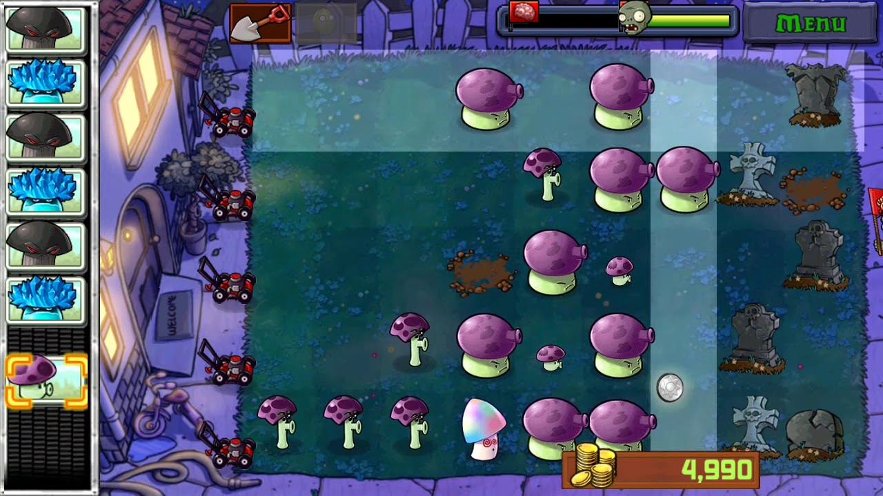 Plants vs zombies!! Night level 10 - YouTube