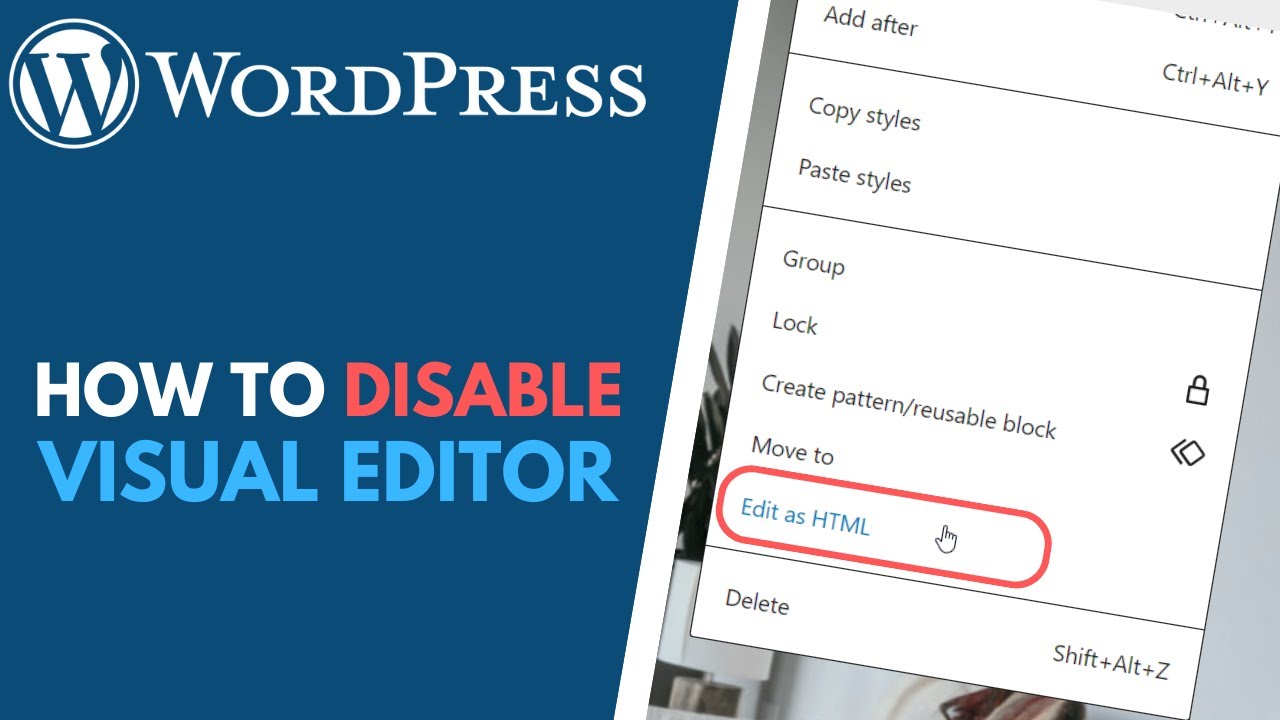 WordPress: How to Disable Visual Editor - YouTube