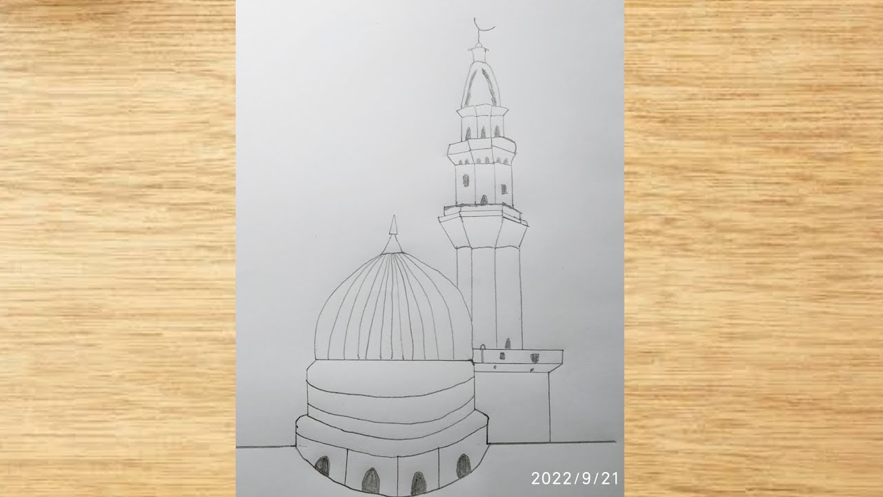How to draw mosque. easy mosque drawing. Bizli drawing. - YouTube