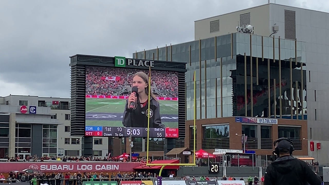 Sierra Levesque - Singing Anthem at TD Place for Ottawa Redblacks vs ...