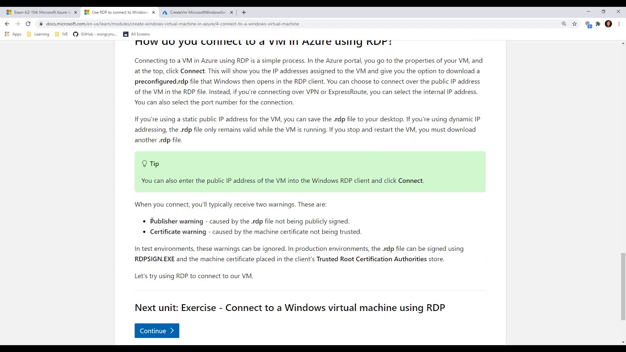 Exercise Set - Create a Windows virtual machine in Azure - YouTube