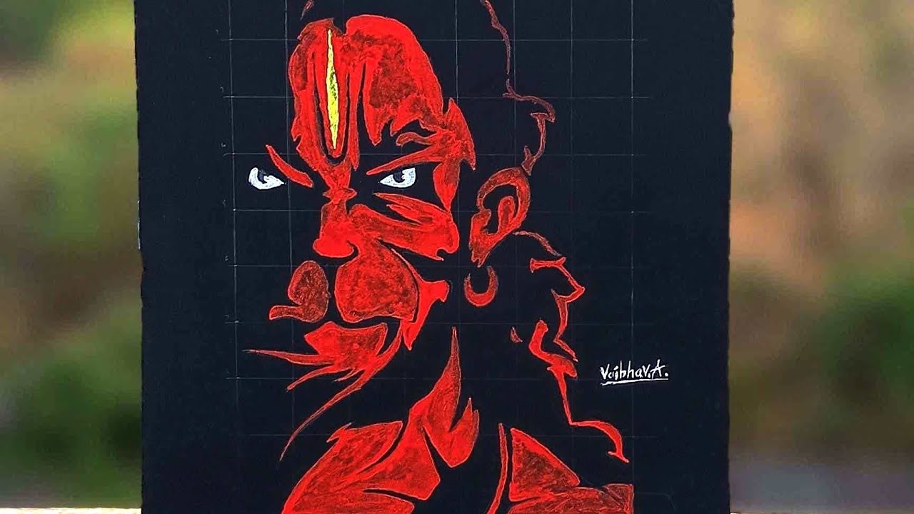 Hanuman ji angry face sketch || How to draw angry hanuman || simple ...