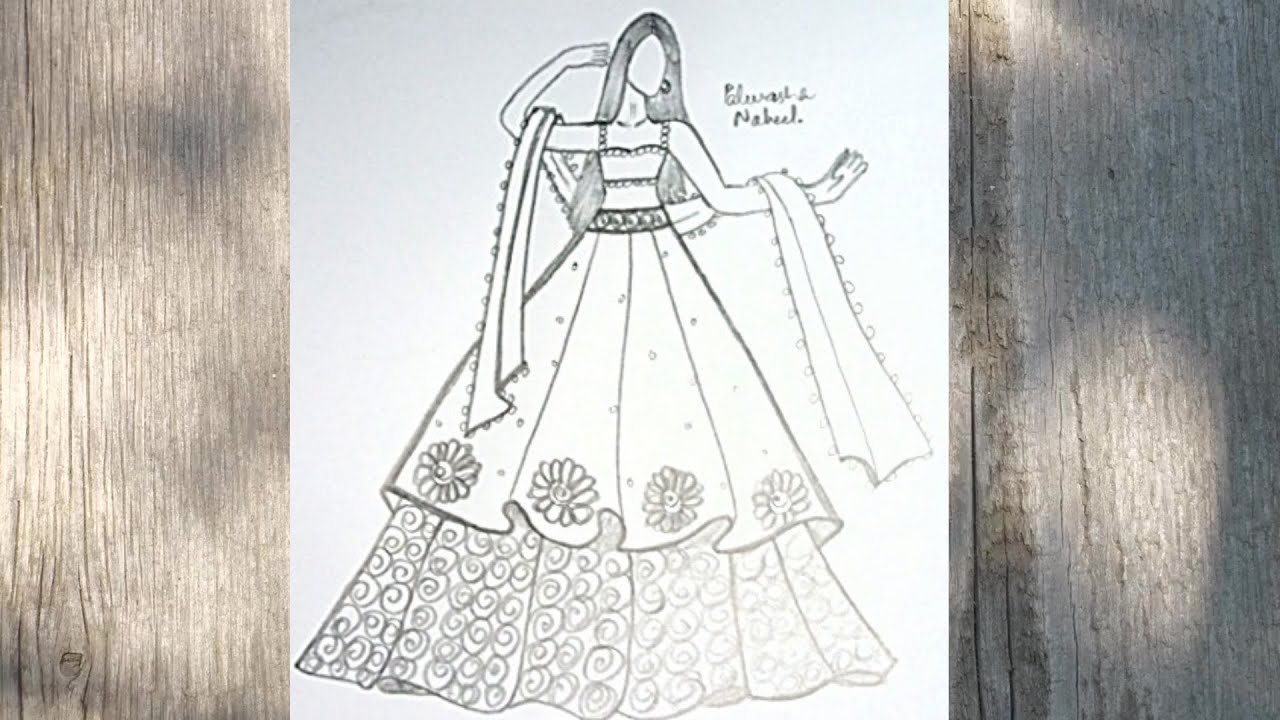 How to draw a Girl in lehenga || Pencil sketch for beginners - YouTube