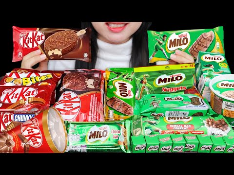KITKAT VS MILO BATTLE ASMR 🍫 KITKAT BAR, MILO ICE CREAM, KITKAT BITES, MILO NUGGETS, CUBES, CHUNKY