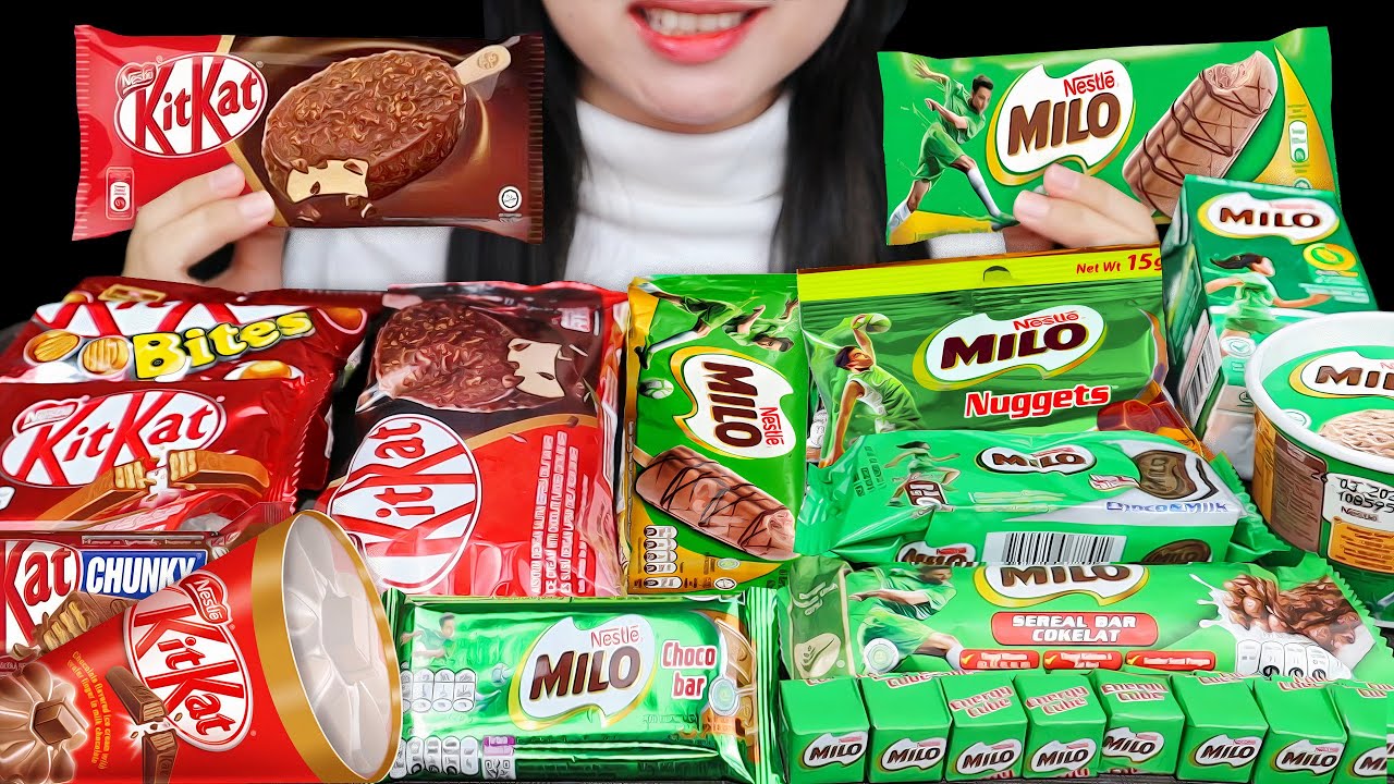 KITKAT VS MILO BATTLE ASMR 🍫 KITKAT BAR, MILO ICE CREAM, KITKAT BITES ...