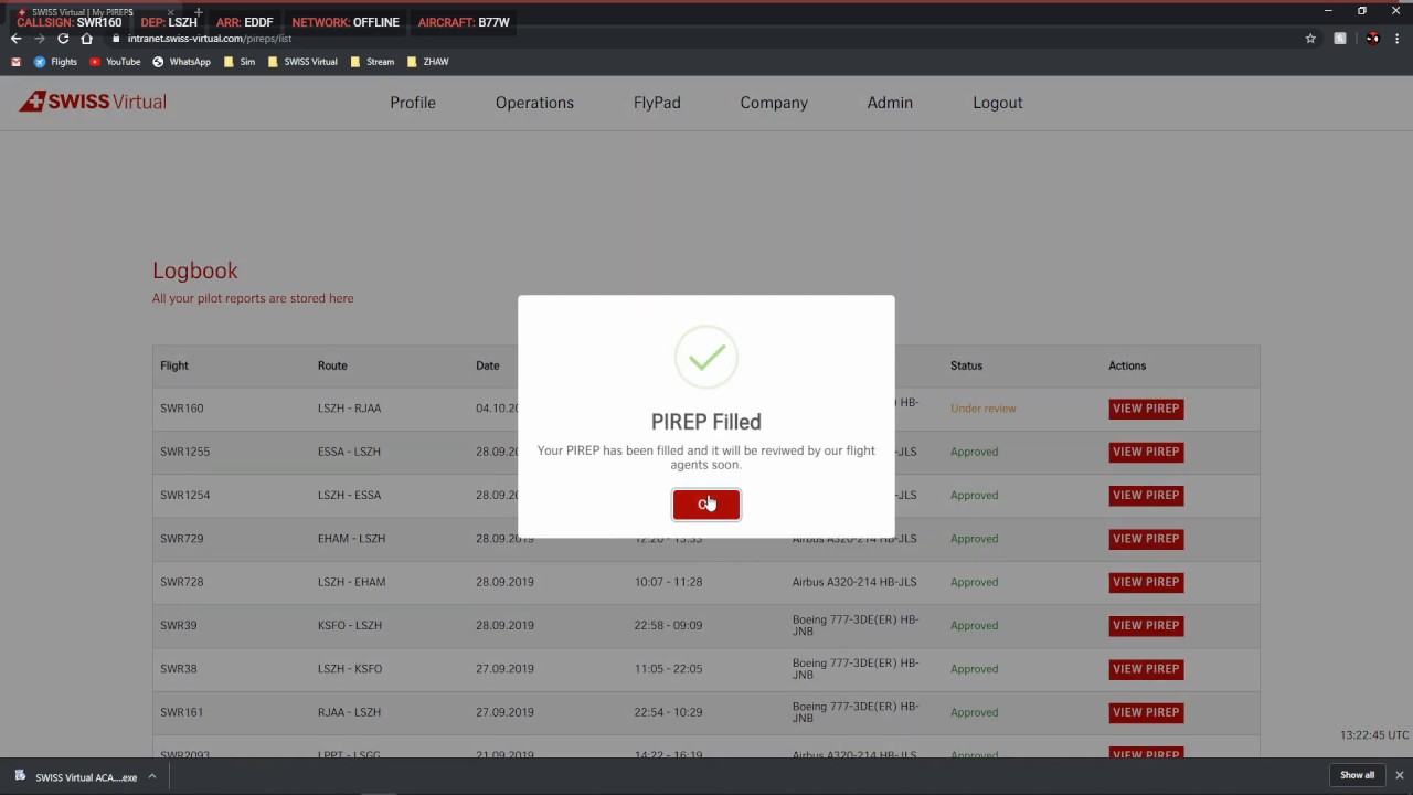 How to end a flight and submit a PIREP - YouTube