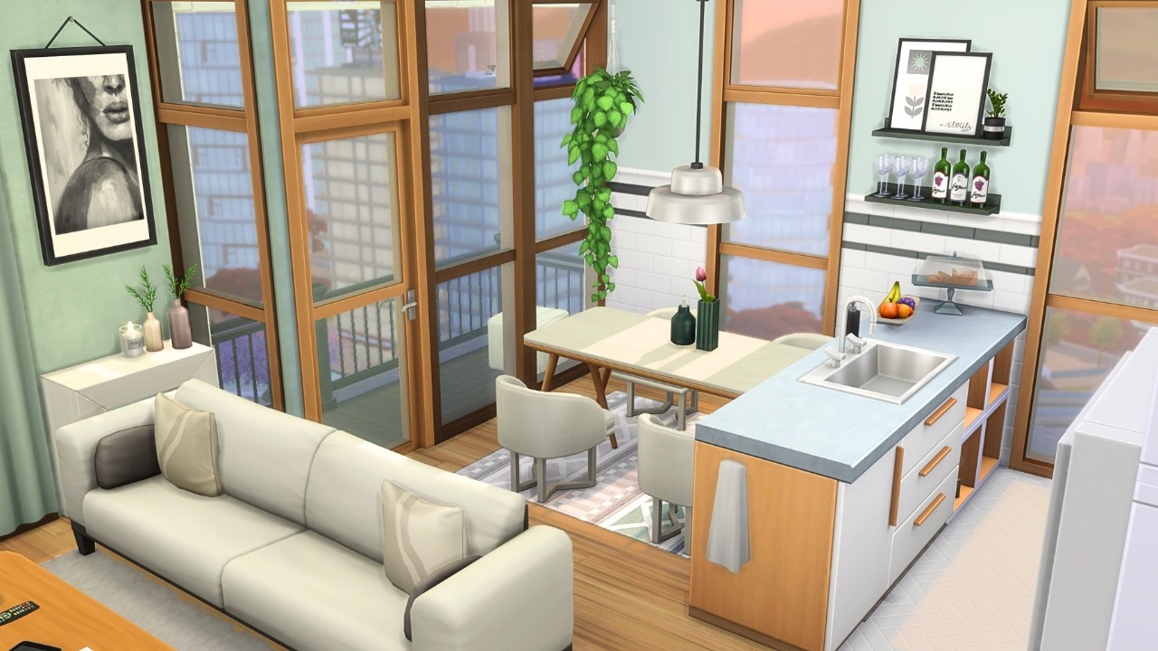 Tiny Apartment with BALCONY (1310 21 Chic Street) 🌆 Sims 4 Speed Build ...