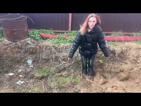 Stuck in mud, knee deep mud, muddy boots, high heels in mud, girl sinking in mud, abuse high heels