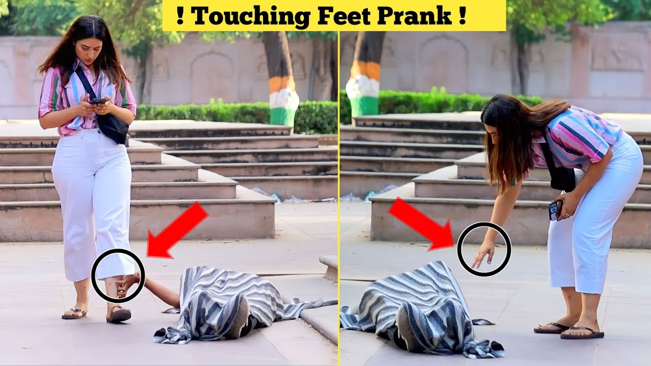 Touching cute girls on Feet Prank | Funny Reactions | Epic reaction ...