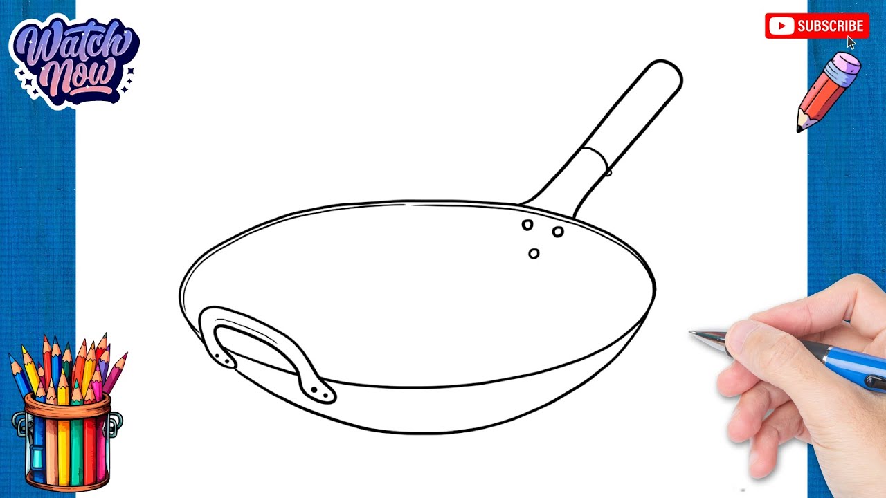 How to draw Wok - Kitchen Utensils Drawing - YouTube