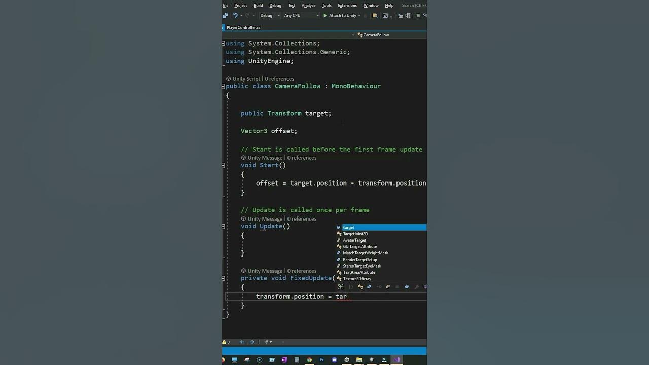 Unity Simple Camera Follow Script For 3d Games Unity C Scripting