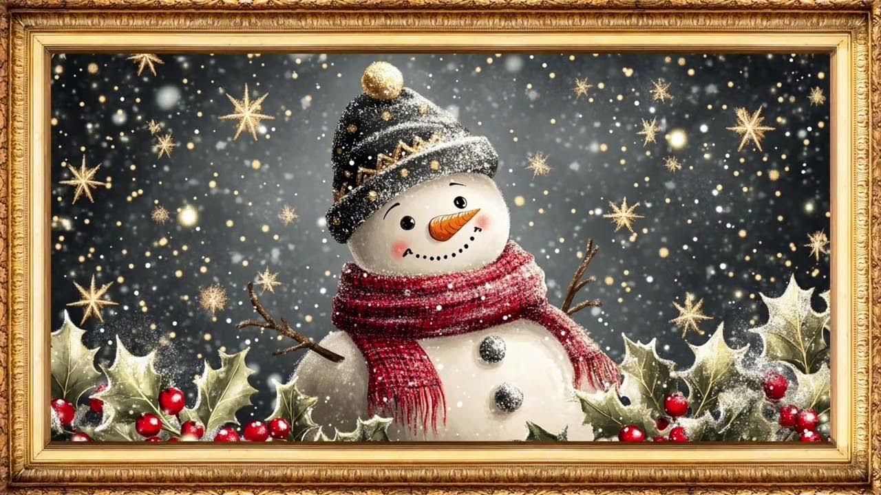 Framed Christmas tv art | Christmas Snowman |Screensaver for TV 2 Hrs ...