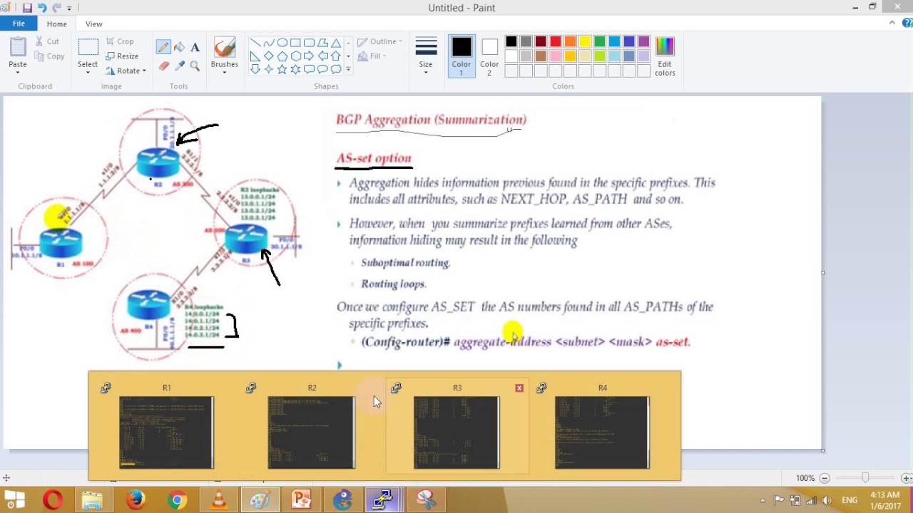 29 BGP summarization using As-set-Example 1 - YouTube
