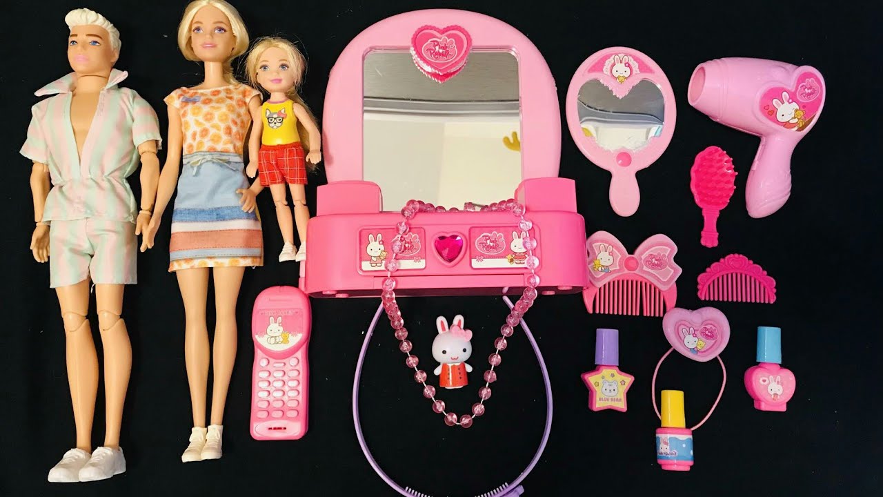 8 minutes satisfying with unboxing barbie & Ken family dolls & pink ...