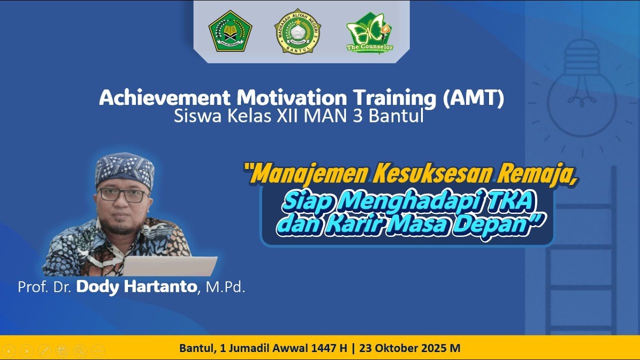 ACHIEVEMENT MOTIVATION TRAINING (AMT) SISWA KELAS 12 MAN 3 BANTUL - YouTube