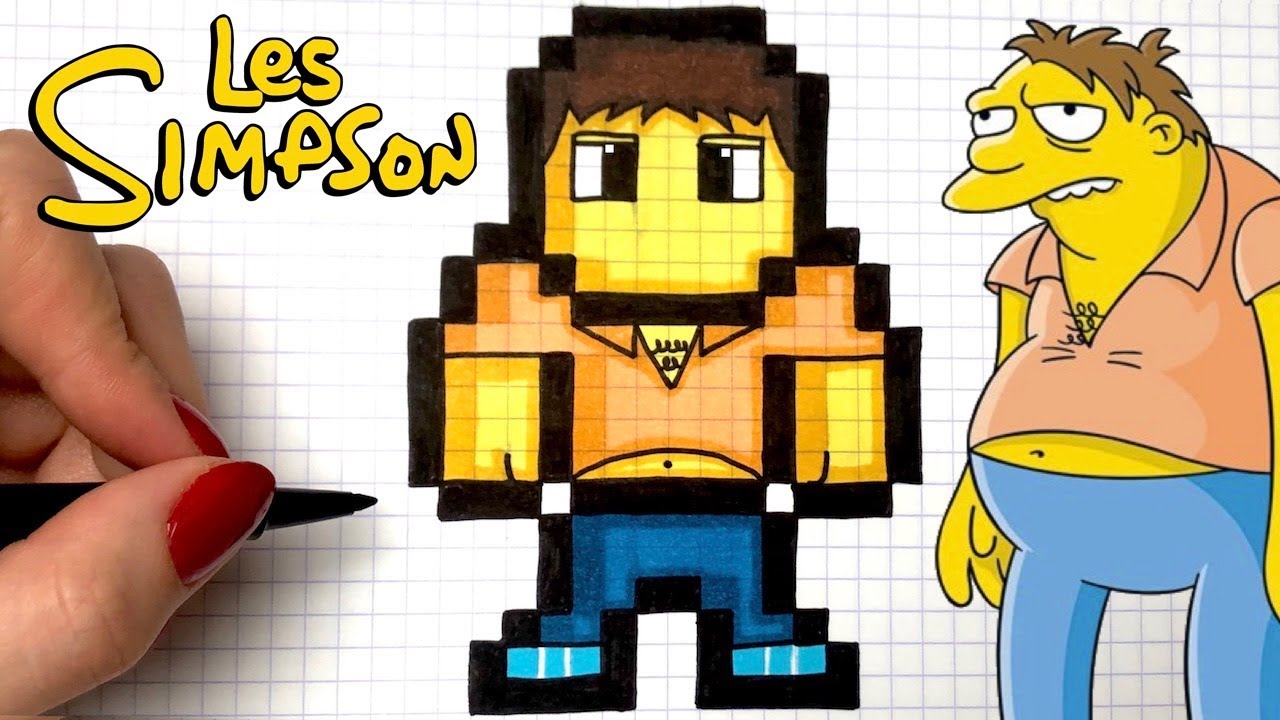 TUTO DESSIN BARNEY PIXEL ART - SIMPSON - YouTube