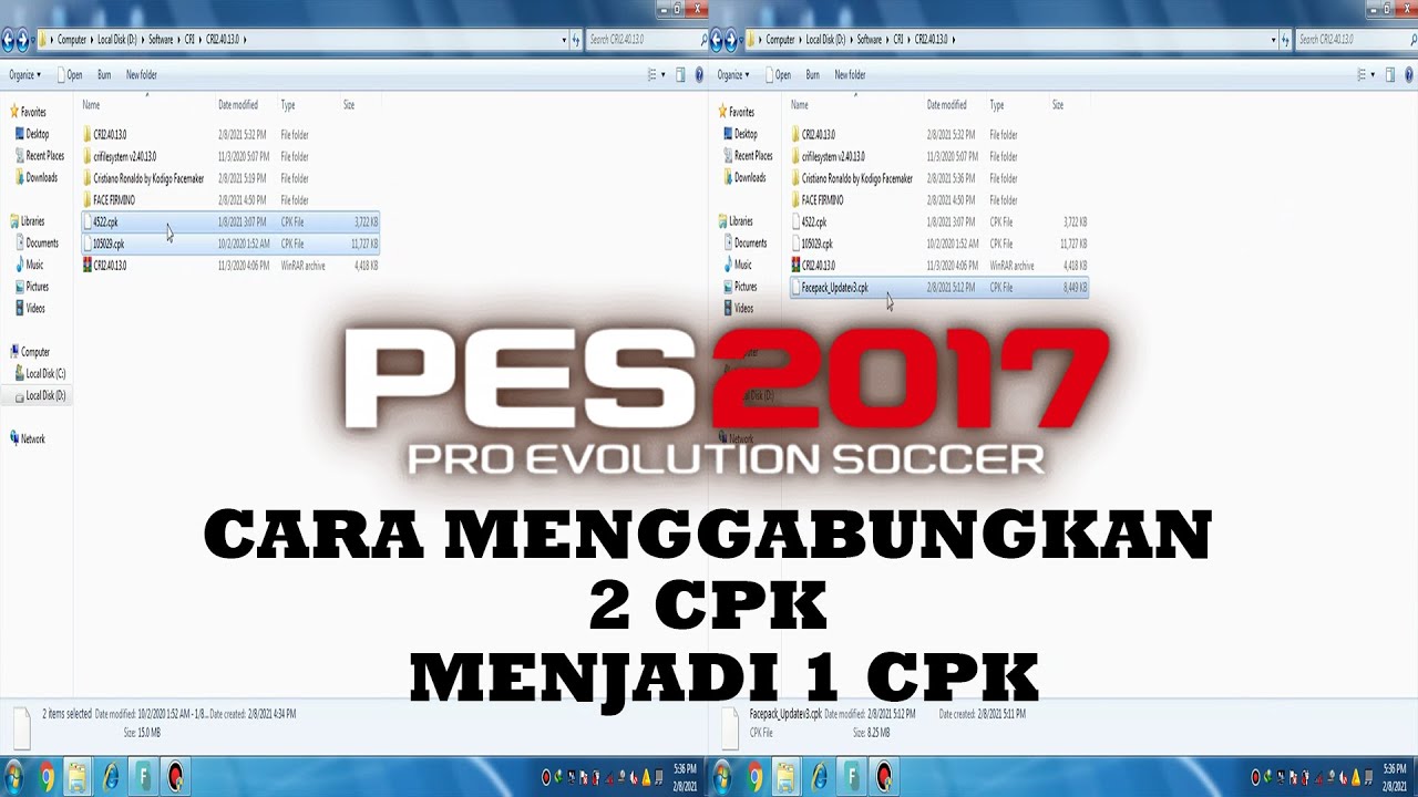 pes 2017 cara menggabungkan 2 cpk menjadi 1 cpk || menggabungkan 2 cpk ...