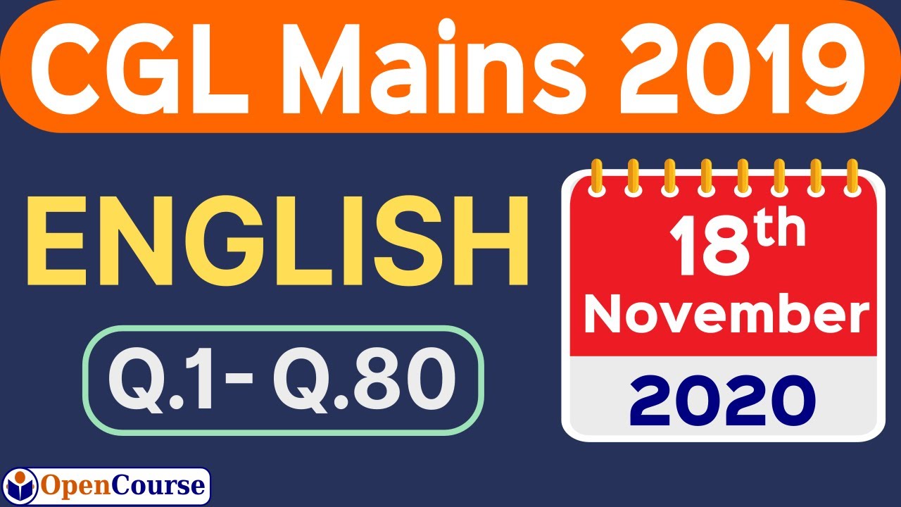 SSC CGL Mains Paper Solution | 18 Nov 2020 CGL Mains English Solution ...