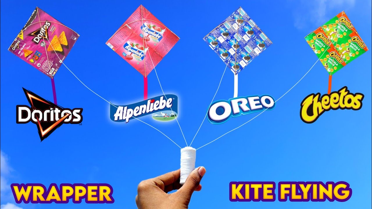 4 Amazing Wapper kite , how to make chips packet kite , Doritos ...
