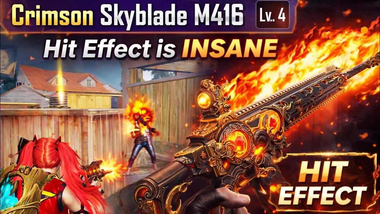 New Crimson Skyblade M416 Upgraded to Hit Effect! 😍 | Crimson Skyblade ...