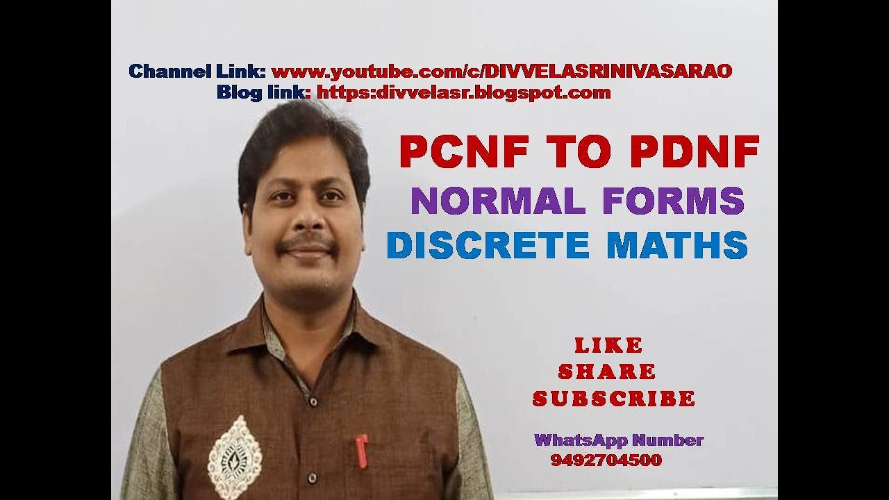 PCNF TO PDNF | PCNF TO PDNF CONVERSION | NORMAL FORMS | EXAMPLE PROBLEM ...