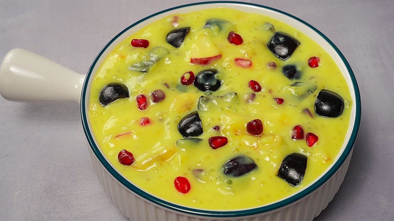 Tapioca Fruit Custard Recipe | Sabudana Fruit Dessert | Refreshing ...