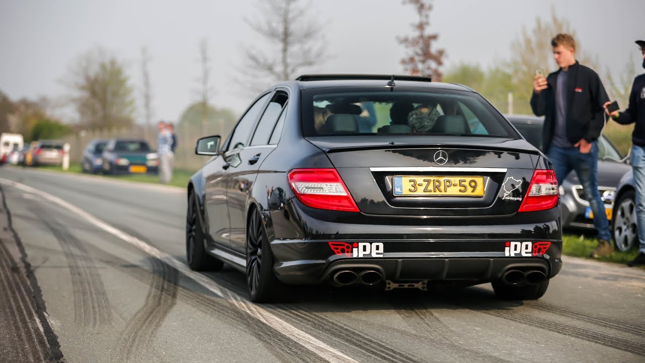 Mercedes-Benz C63 AMG w/ iPE Exhaust - LOUD Drag Races & Accelerations ...