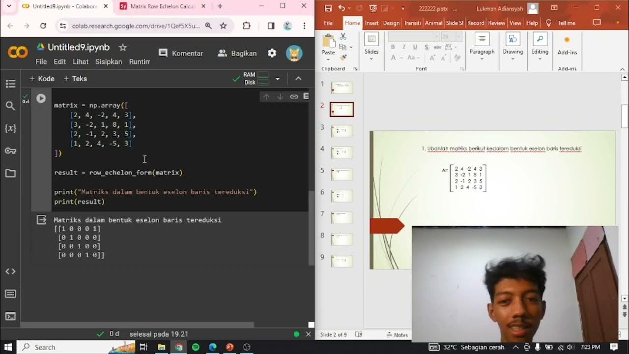 tutorial penggunaan Python untuk penerapan konsep Aljabar Linier - YouTube