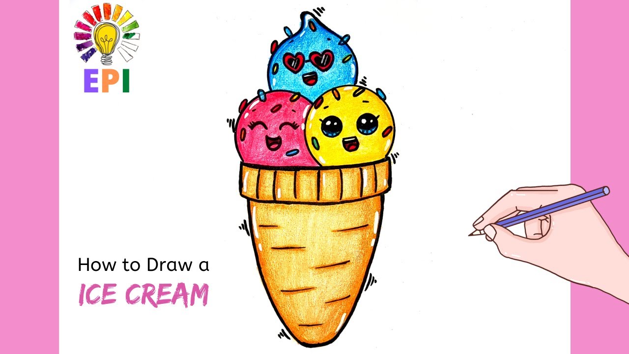 HOW TO DRAW A ICE CREAM - STEP BY STEP - EASY PAINTING IDEA - YouTube