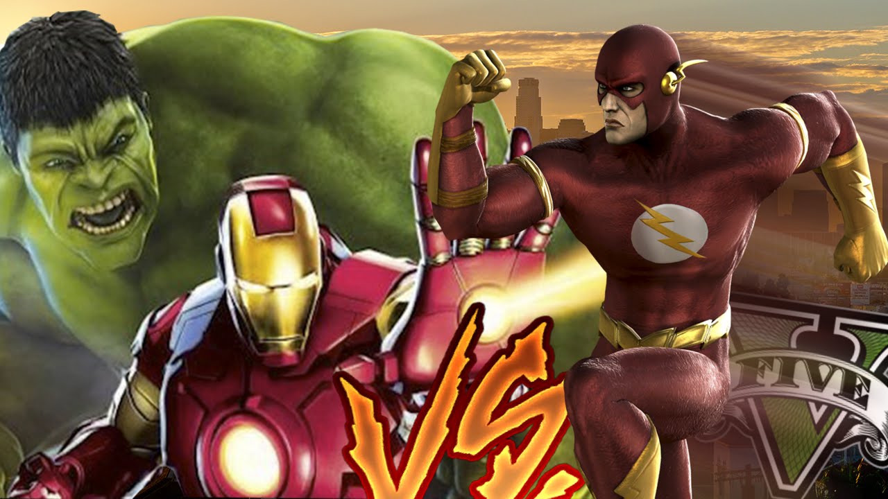 GTA V PC MODS - FLASH VS IRON MAN VS HULK !!! OMG - Combate De ...