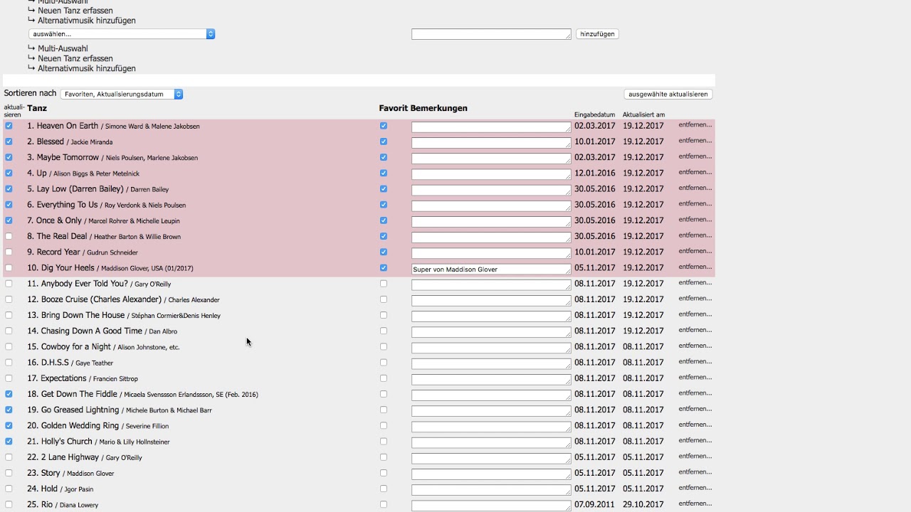 Swiss Line Dance Charts aktualisieren - YouTube