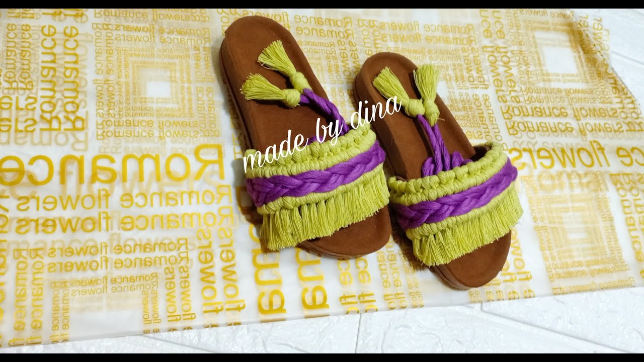 مكرمية سليبر الضفيرة سهل جدا .. macrame slipper - YouTube